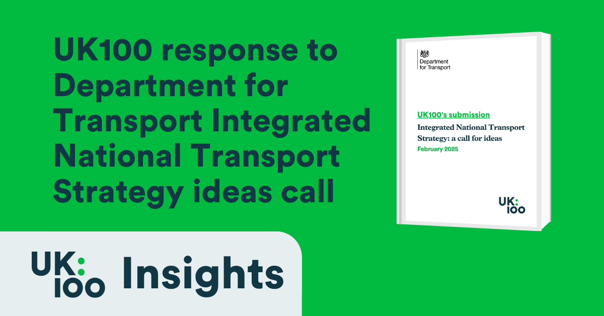 UK100 responds to DfT integrated transport call for ideas | UK100